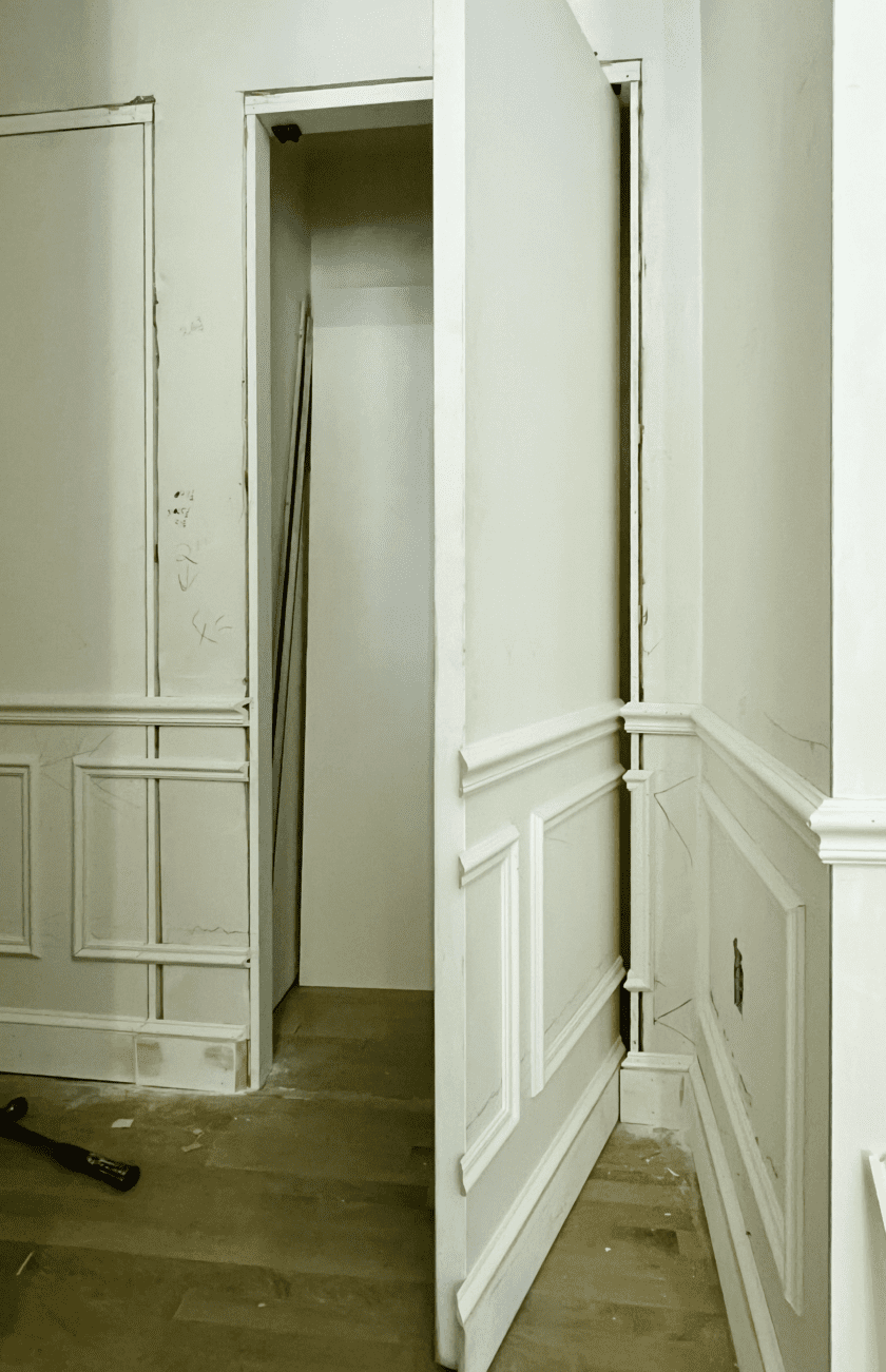 The Hidden Entry Doors With Wainscoting Are Finished! - Laurel Home